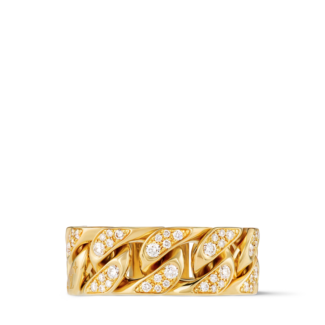 Cuban Chain Ring, Yellow Gold and Diamonds - Jewellery - Q0I27J | LOUIS ...