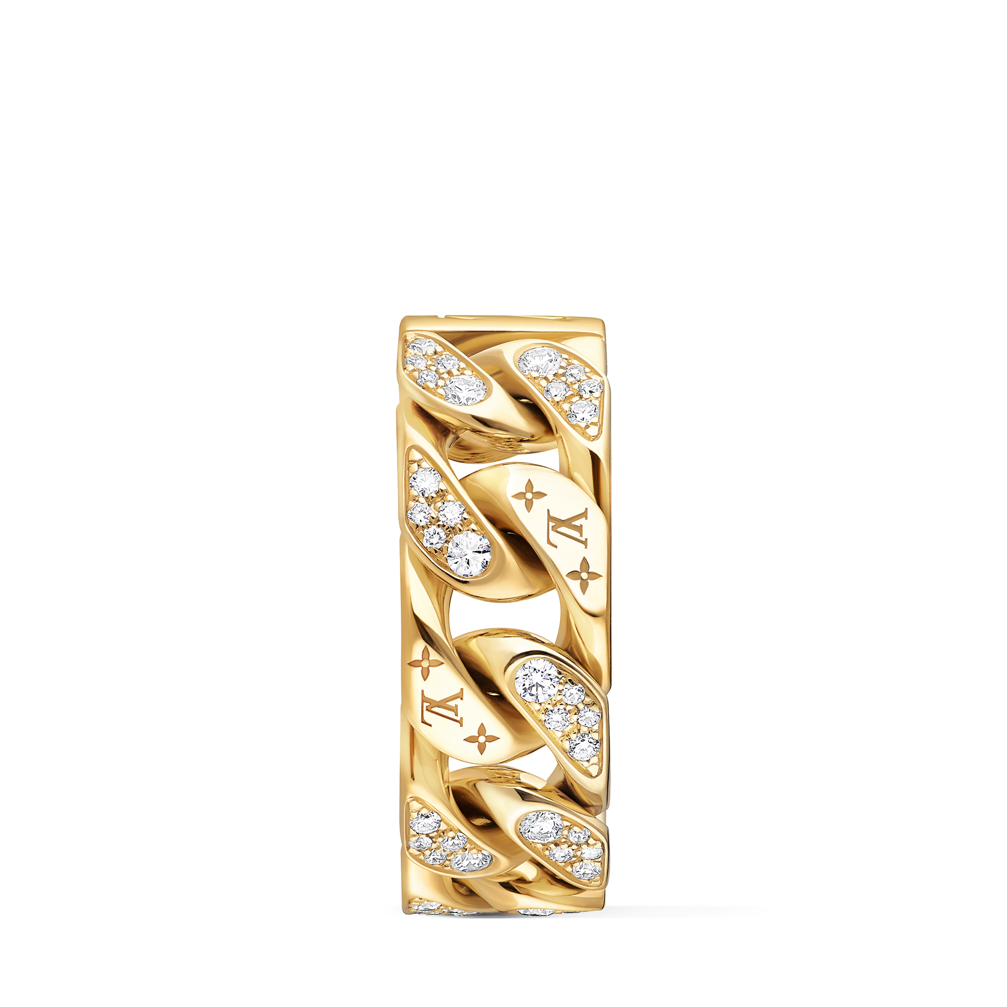 Cuban Chain Ring, Yellow Gold and Diamonds - Luxury Jewellery - Q0I27J ...