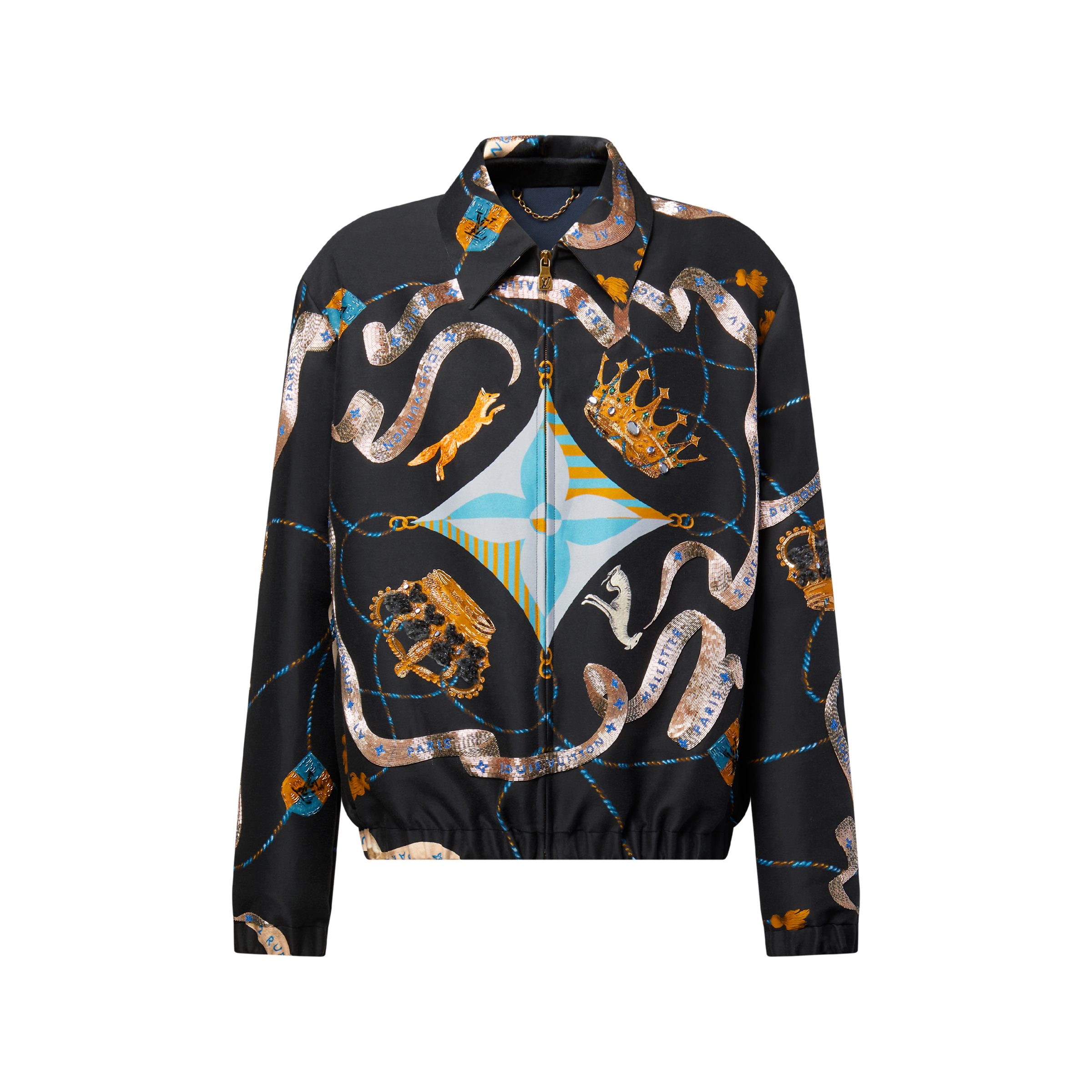 Embellished Satin Blouson - Luxury Ready to Wear - 1AJBEB Blue | LOUIS ...