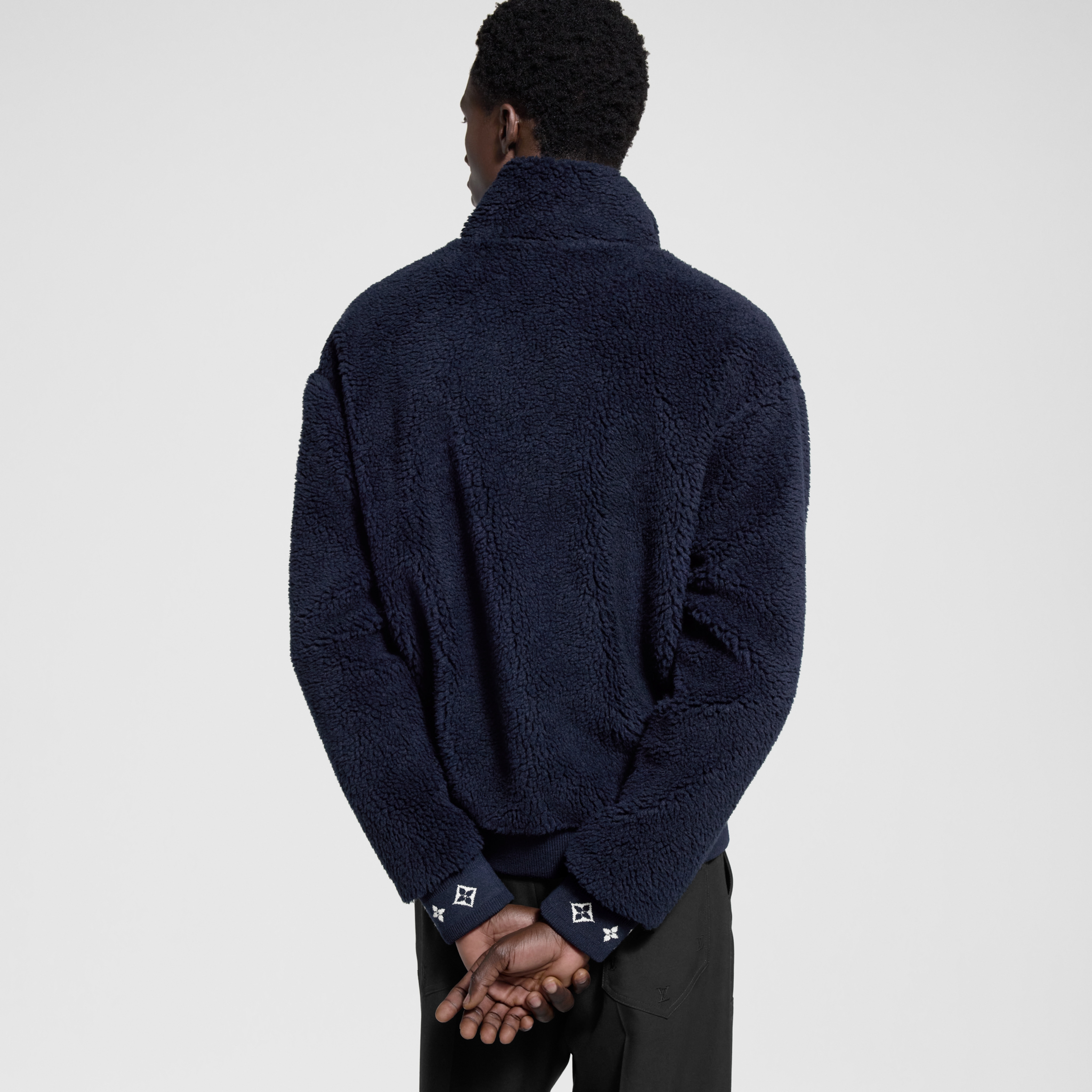 Leather Patch Fleece Blouson - Luxury Holiday Gifts for Him - 1AGLXN ...