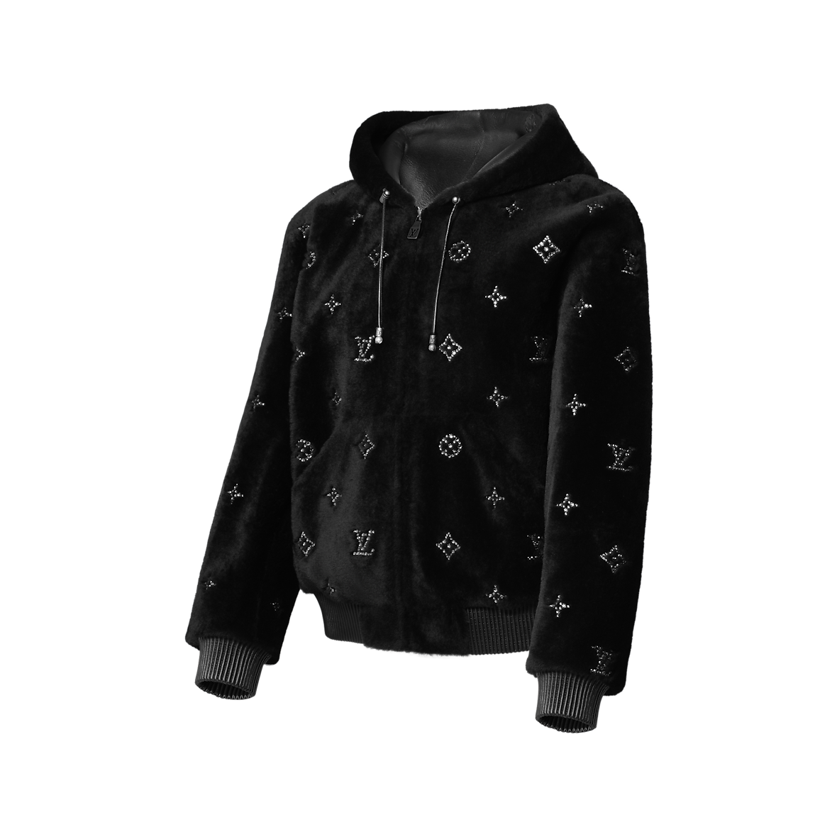 Monogram Embellished Shearling Hoodie - Luxury High-End Ready-to-Wear ...