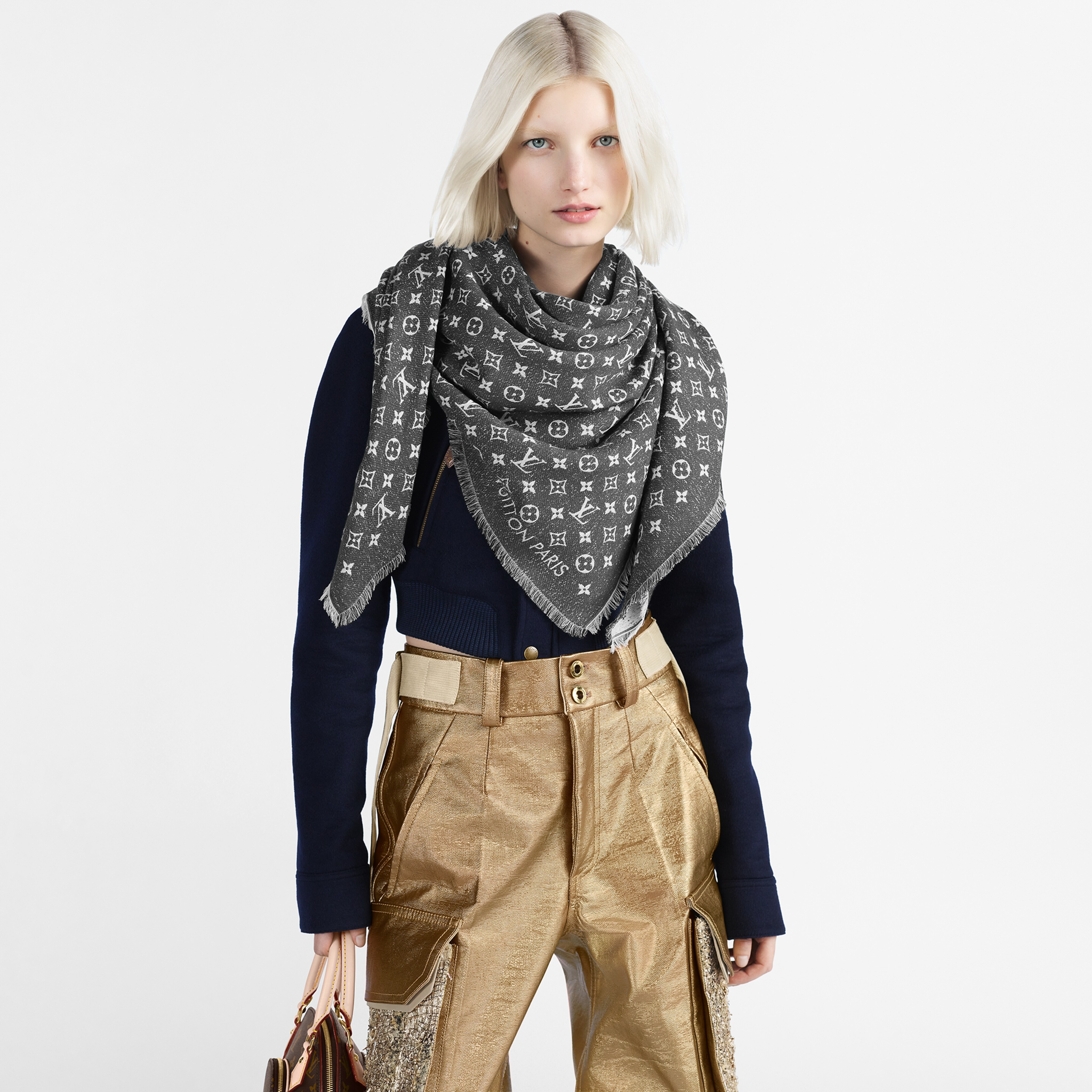 Monogram Jacquard Denim Shawl S00 - Shawls and Stoles - M78228 | LOUIS ...