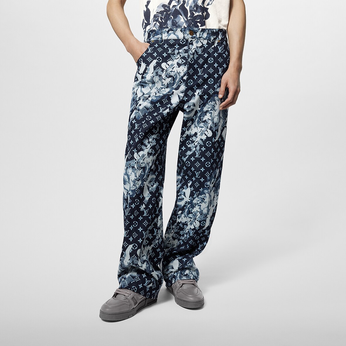 Monogram Printed Denim Pants - Pants - 1AFAC3 | LOUIS VUITTON