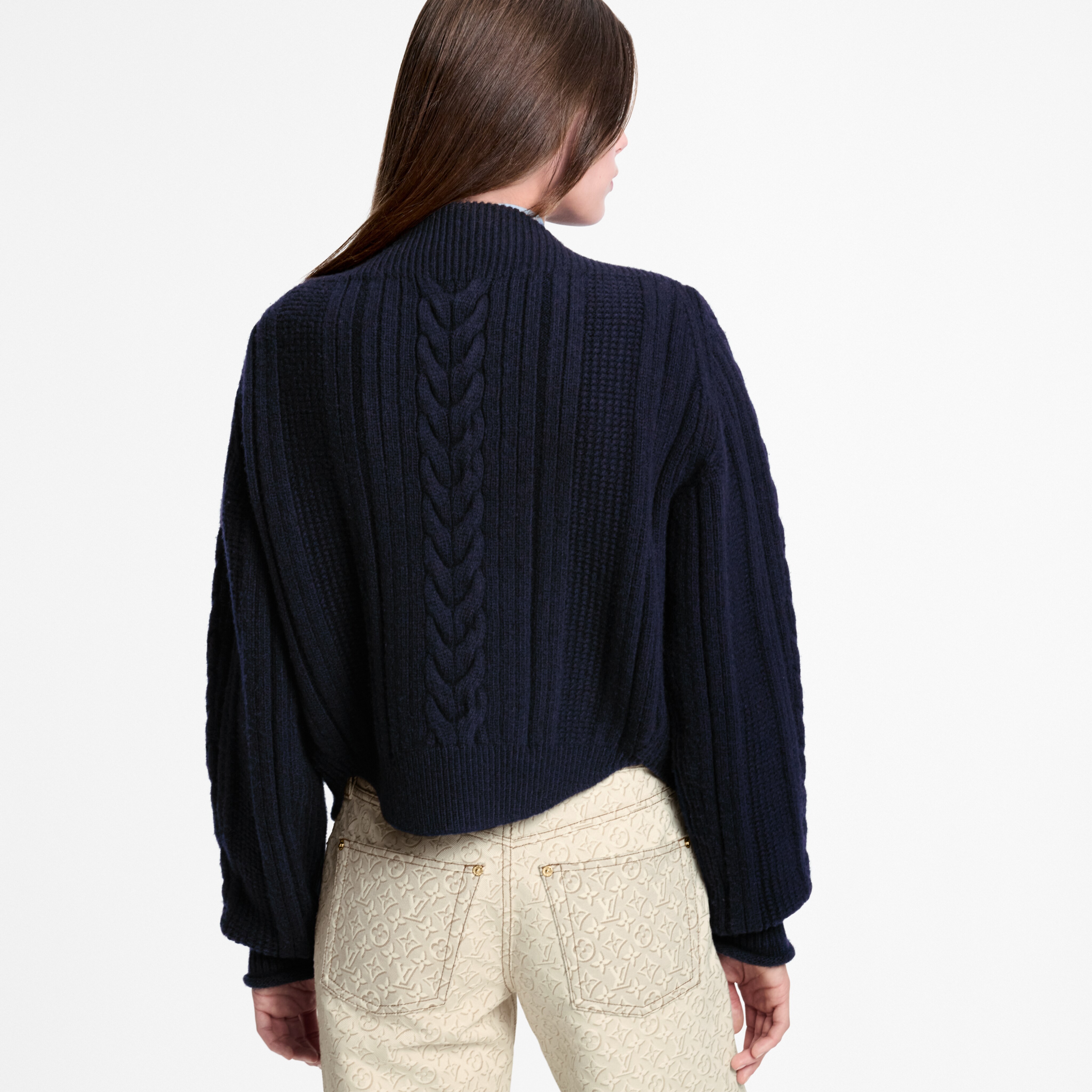 Strap Front Cable-Knit Cardigan - Luxury Ready to Wear - 1AJHO1 Blue ...