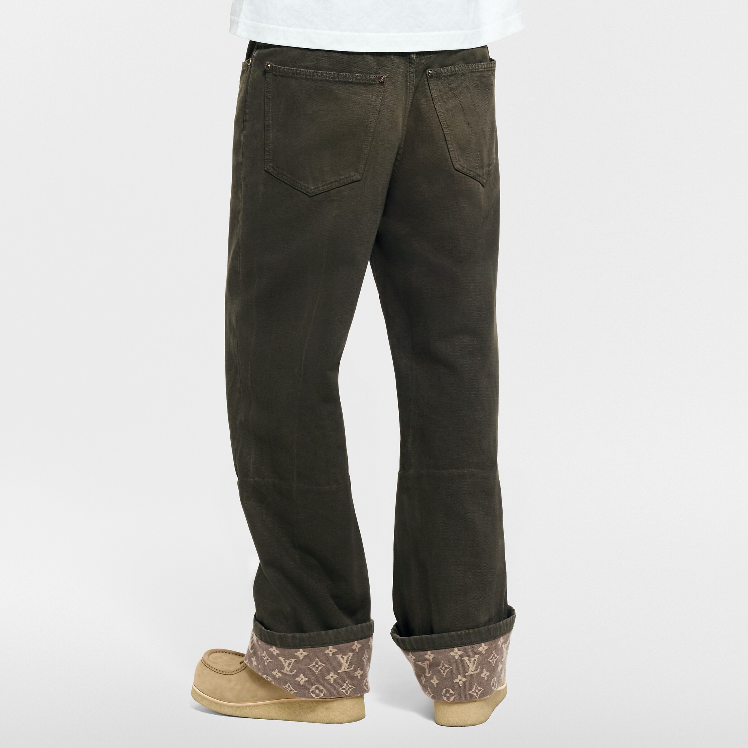 Waxed Denim Pants With Signature Turn-Ups - Luxury For Men - 1AJCUB ...